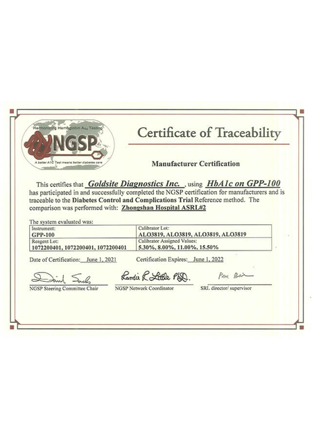 Certificate - Goldsite Diagnostics Inc.
